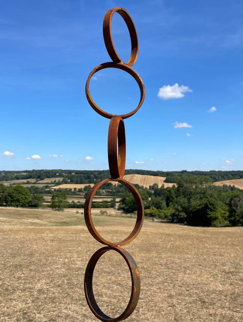 Exterior Rustic Garden Abstract Vertical Ring Hoops Circles Modern Art – Rustic Garden Art