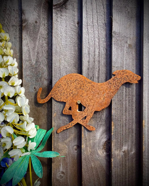 Exterior Rustic Rusty Running Whippet Greyhound Lurcher Dog Garden Wal ...