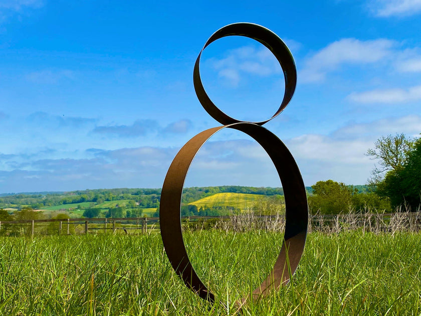Exterior Rustic Circular Ring Hoop Metal Garden Stake Yard Art / Flowe ...